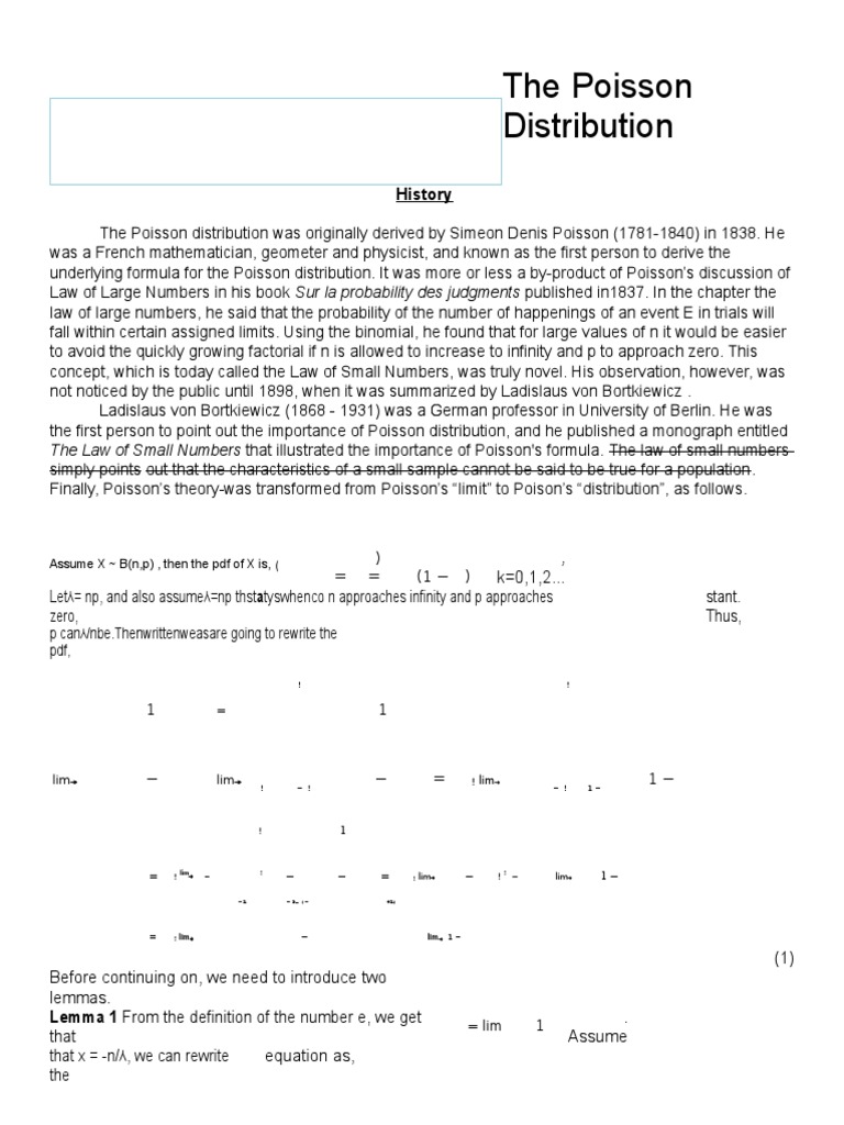 The Poisson Distribution: History | PDF | Poisson Distribution | Teaching Mathematics