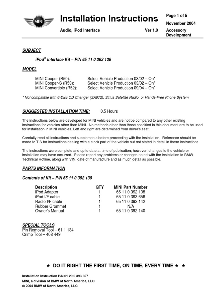 65 11-0-392 139 Mini Ipod Instructions | PDF | I Pod | Electrical Connector