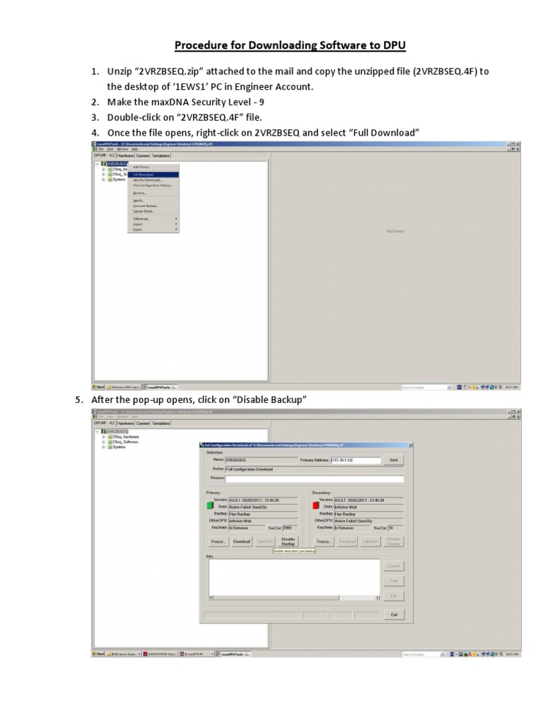 Procedure To Download DPU Software | PDF