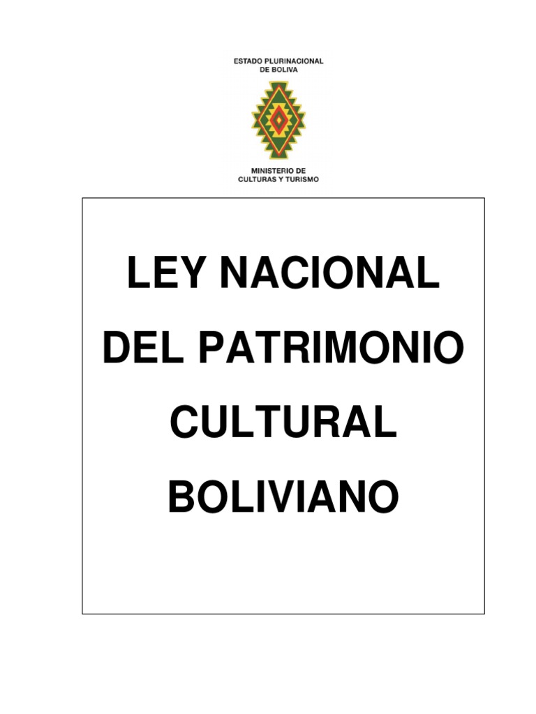 Ley de Patrimonio Cultural Boliviano | PDF | Bolivia | Bienes (Ley)