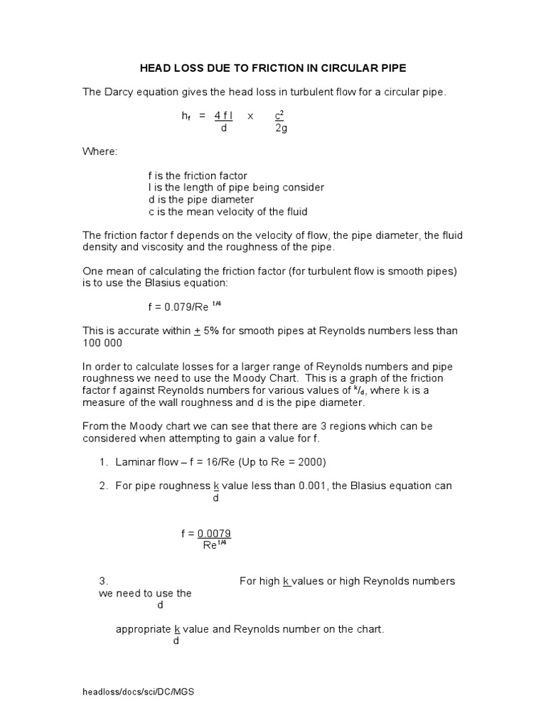Head Loss in Circular Pipes | PDF