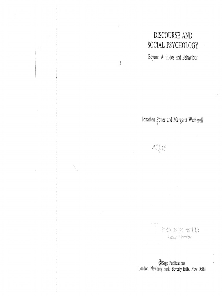Potter & Wetherell Discourse & Social Psychology 1987 Book | PDF