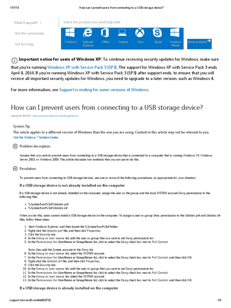 Disable USB Storage Access in Windows | PDF | Windows Registry ...