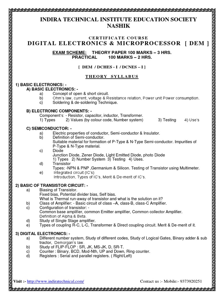 Digital Electronics Microprocessor Pdf Transistor Electronic