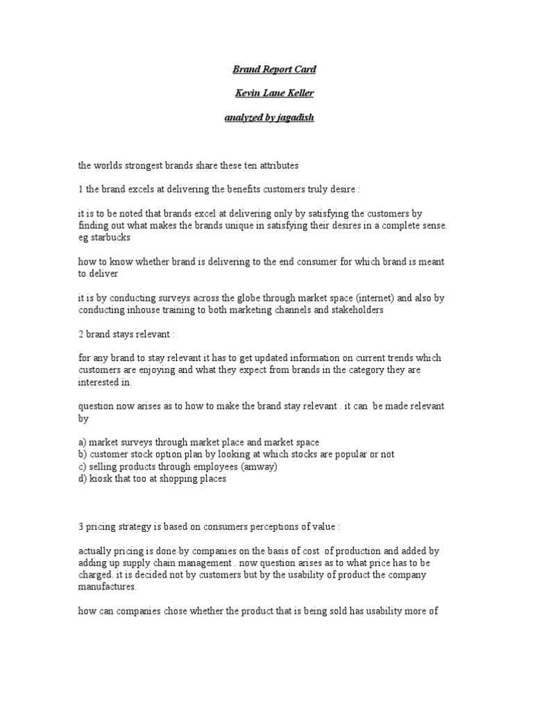 Brand Report Card | PDF | Brand | Focus Group