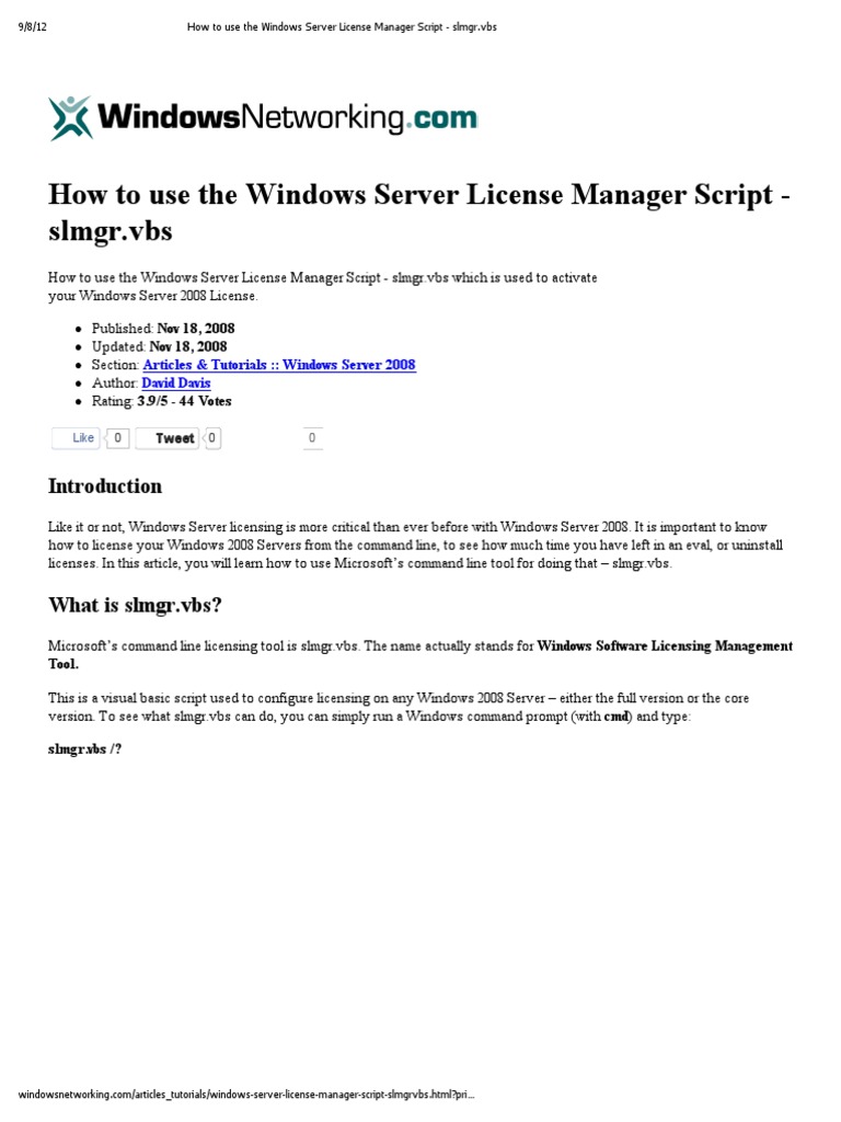 How To Use The Windows Server License Manager Script - SLMGR | PDF ...