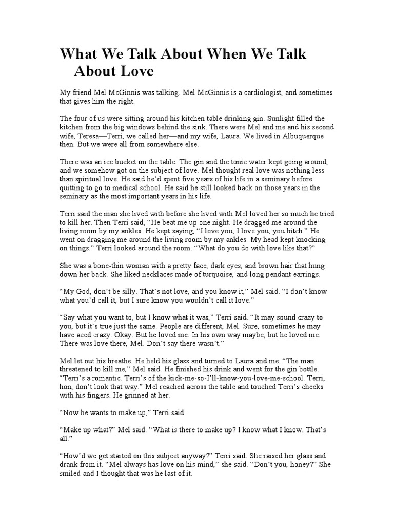 What We Talk About When We Talk About Love | PDF | Violence