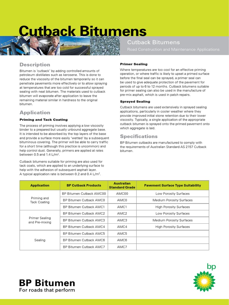 Bitumen Brochure CUTBACK BP | PDF | Asphalt | Road Surface