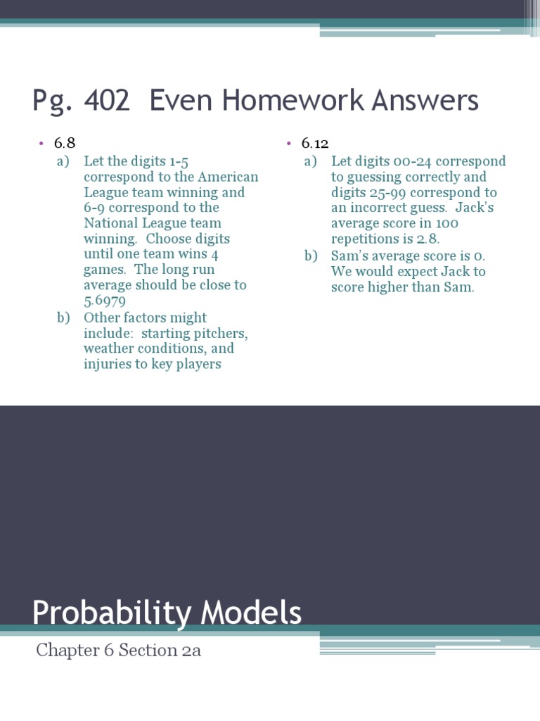 Probability Models and Homework Solutions | PDF