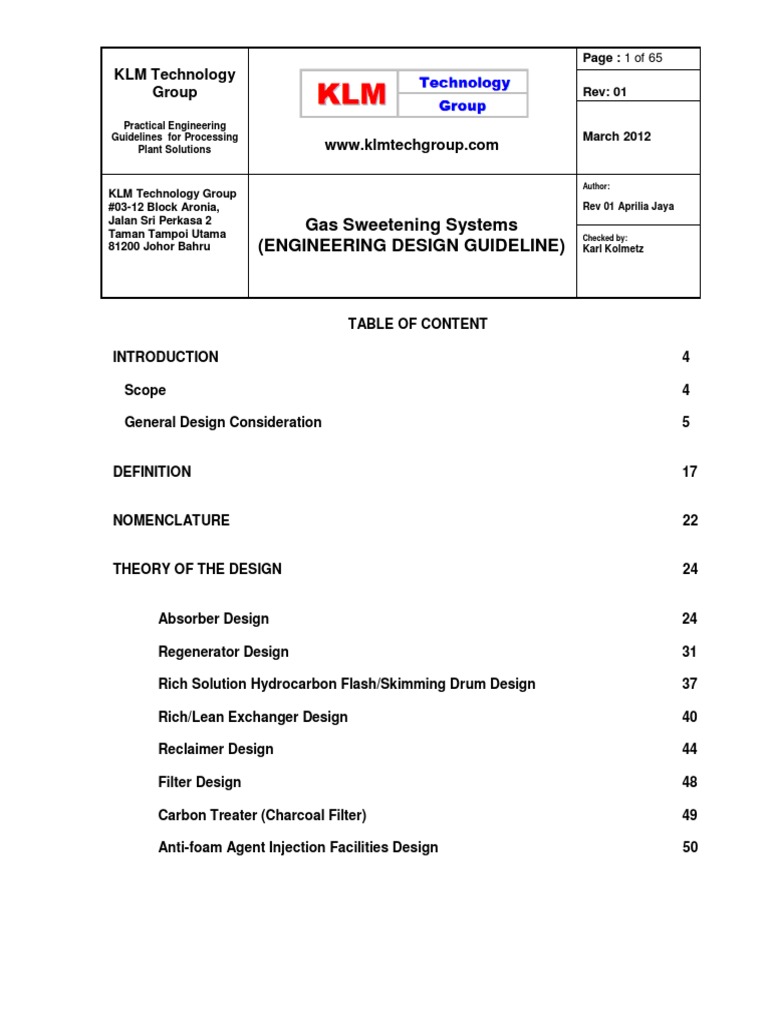 Gas Sweeting - Rev01 | PDF