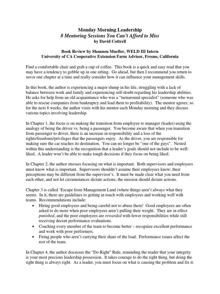 8 Mentoring Sessions You Can't Afford To Miss: Monday Morning ...