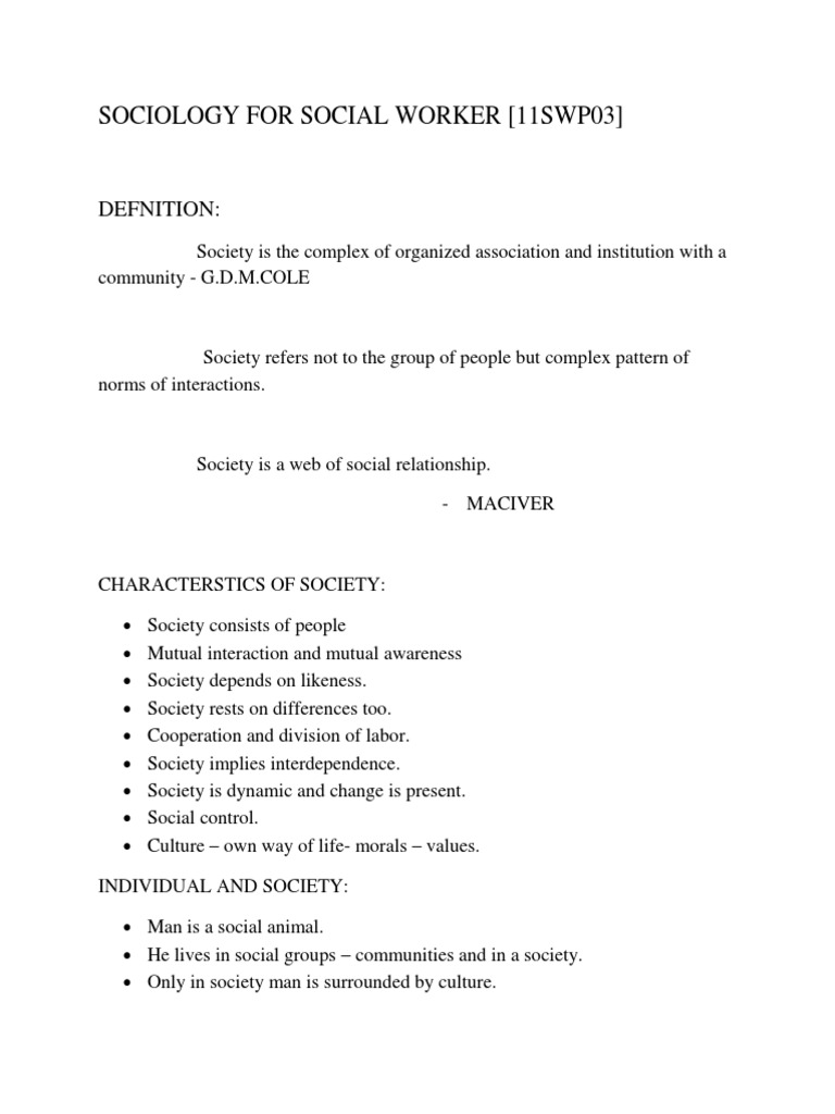 Introduction On Sociology For Social Worker | PDF | Social Group ...