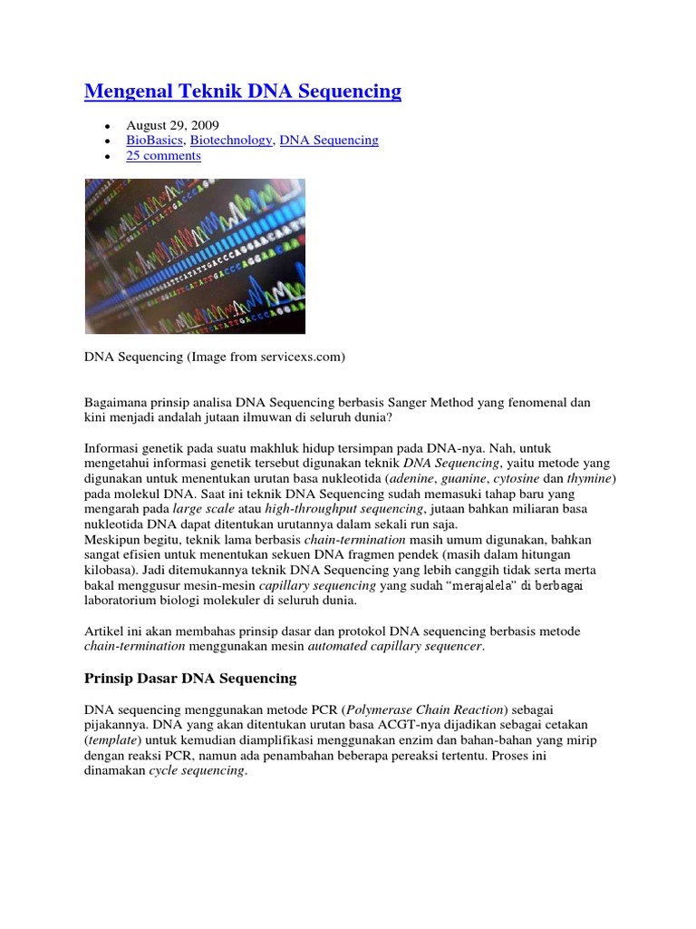 Mengenal Teknik DNA Sequencing | PDF