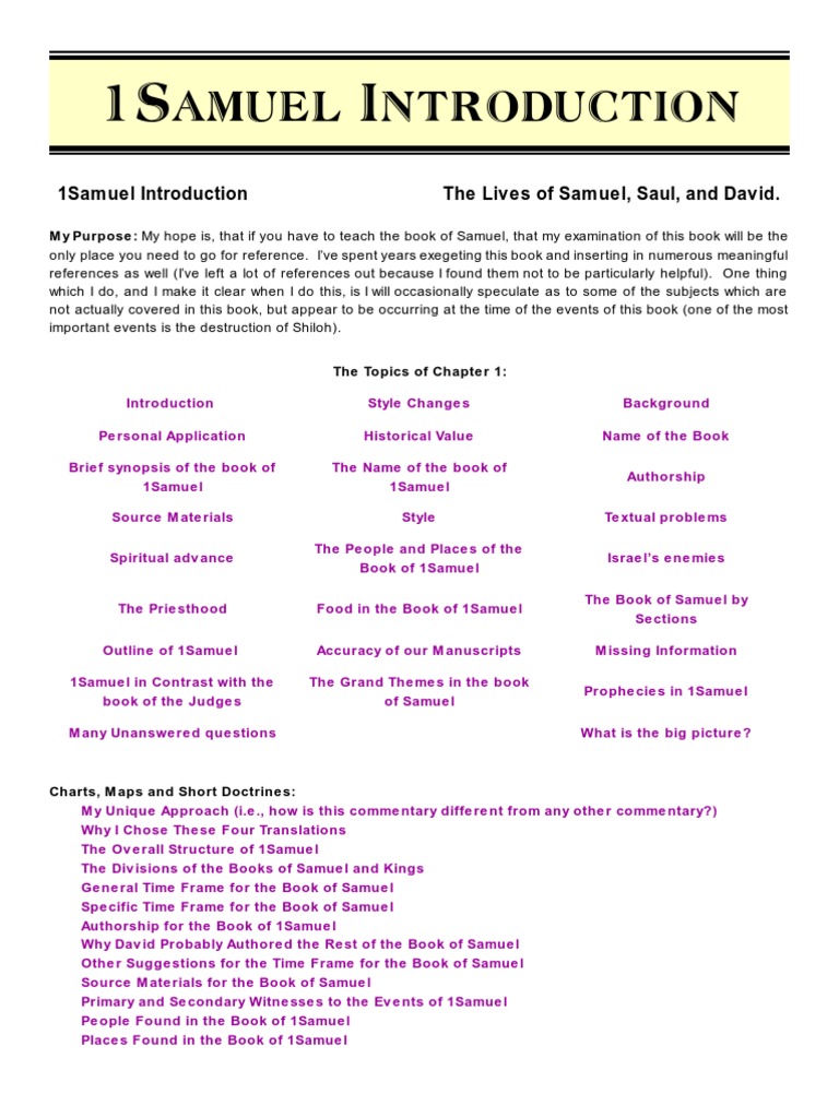 1Sam Intro | Samuel | Books Of Samuel