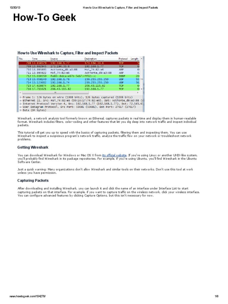 How To Use Wireshark To Capture, Filter and Inspect Packets | PDF | Computing | Computer Engineering