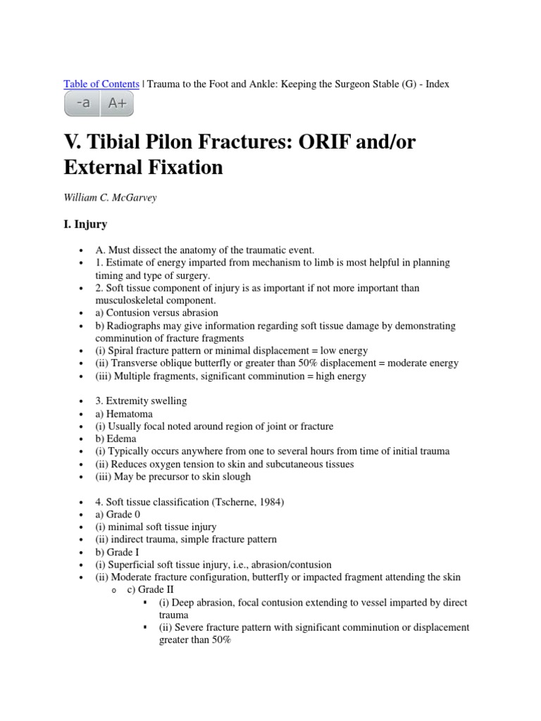 Tibial Pilon Fractures - OrIF and or External Fixation | PDF | Foot | Ankle