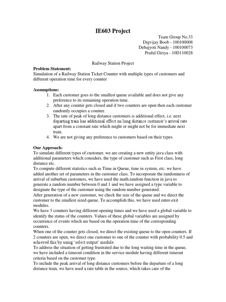 IE603 Project: Problem Statement | PDF | Queue (Abstract Data Type ...