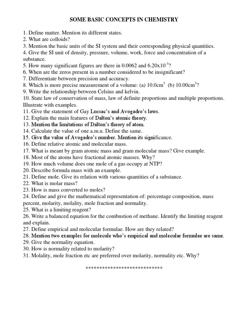 Some Basic Concepts | PDF | Mole (Unit) | Oxygen