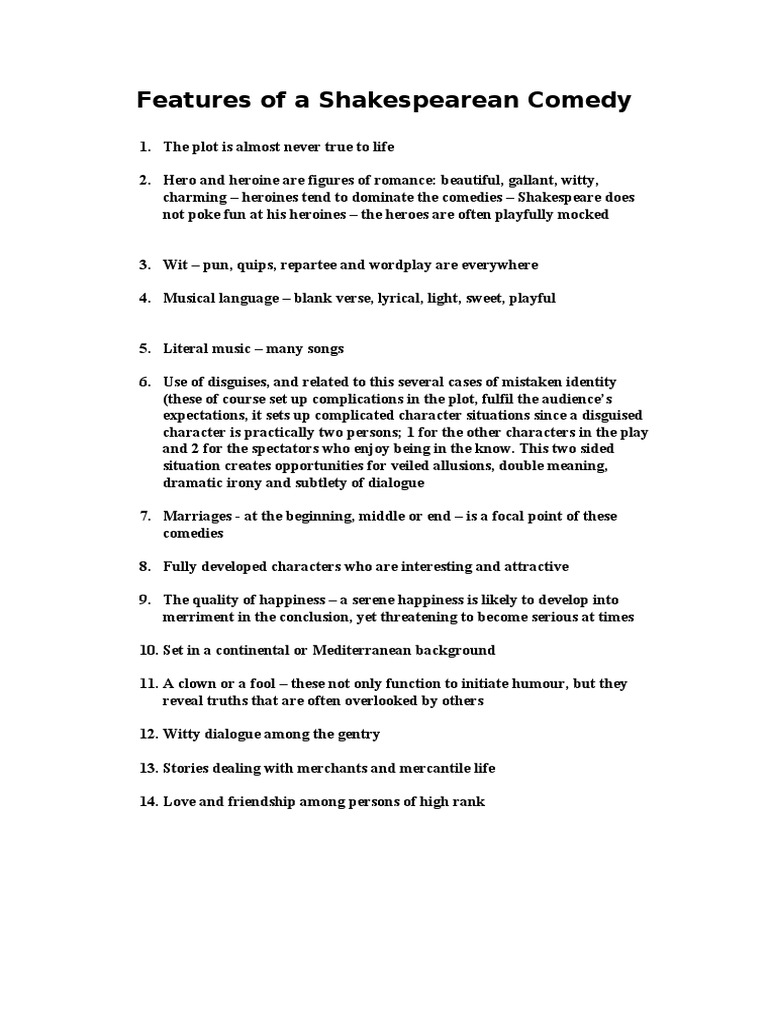 Features of A Shakespearean Comedy | PDF | General Fiction
