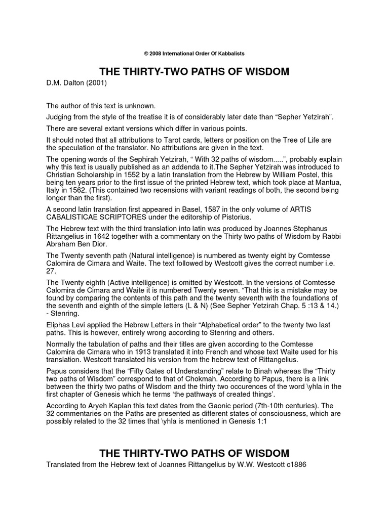 The 32 Paths of Wisdom, Notes & Text - Dalton (2001) | PDF | Mysticism ...