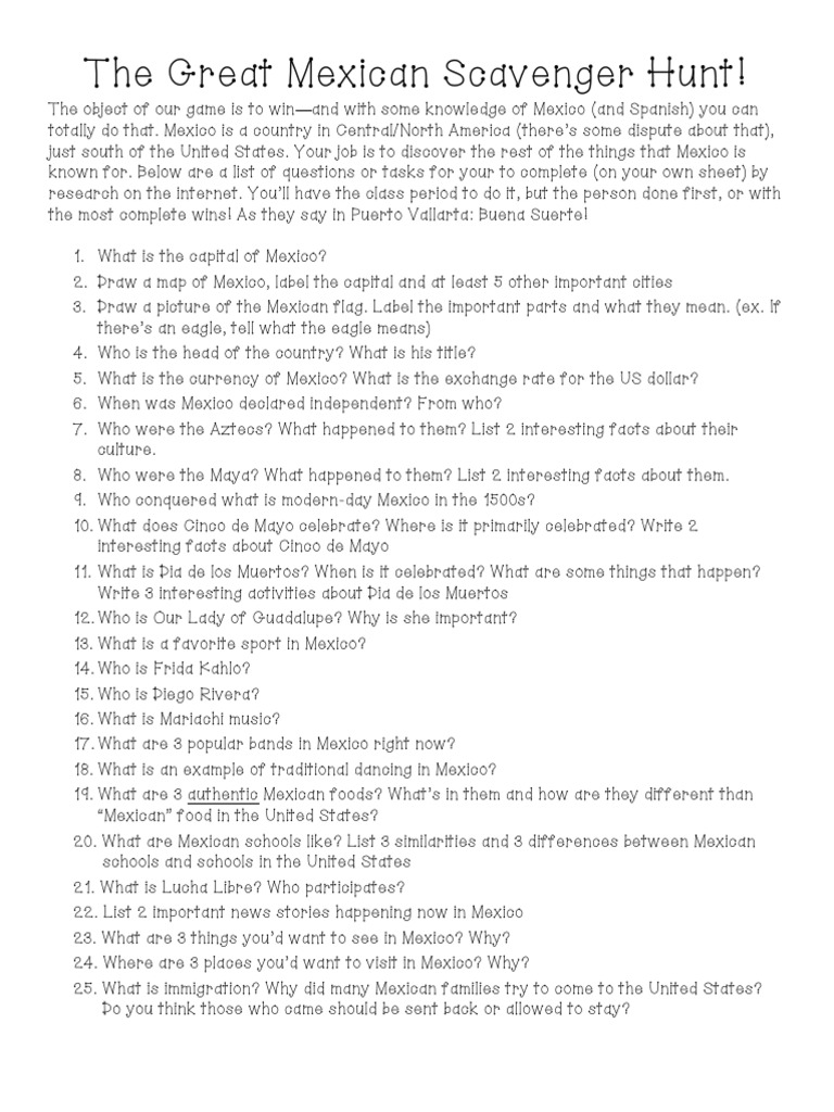 The Great Mexican Scavenger Hunt | PDF