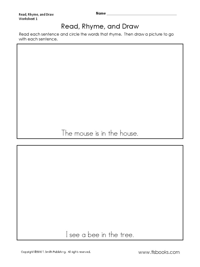 Rhyming and Drawing Worksheets | PDF | Language Arts & Discipline ...