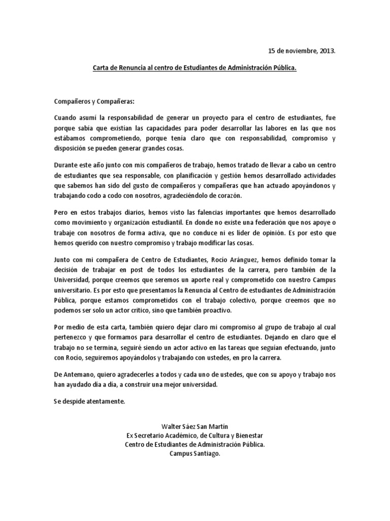 Renuncia Walter Saez CEE APU | PDF