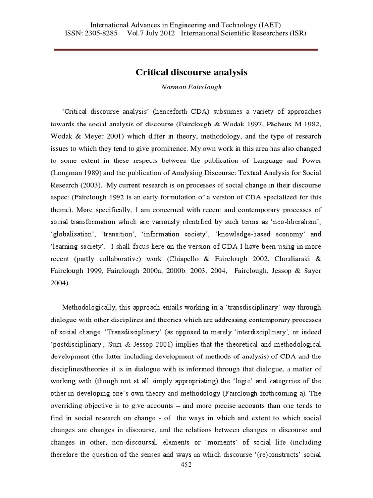 Critical Discourse Analysis | Scientific Method | Knowledge Economy