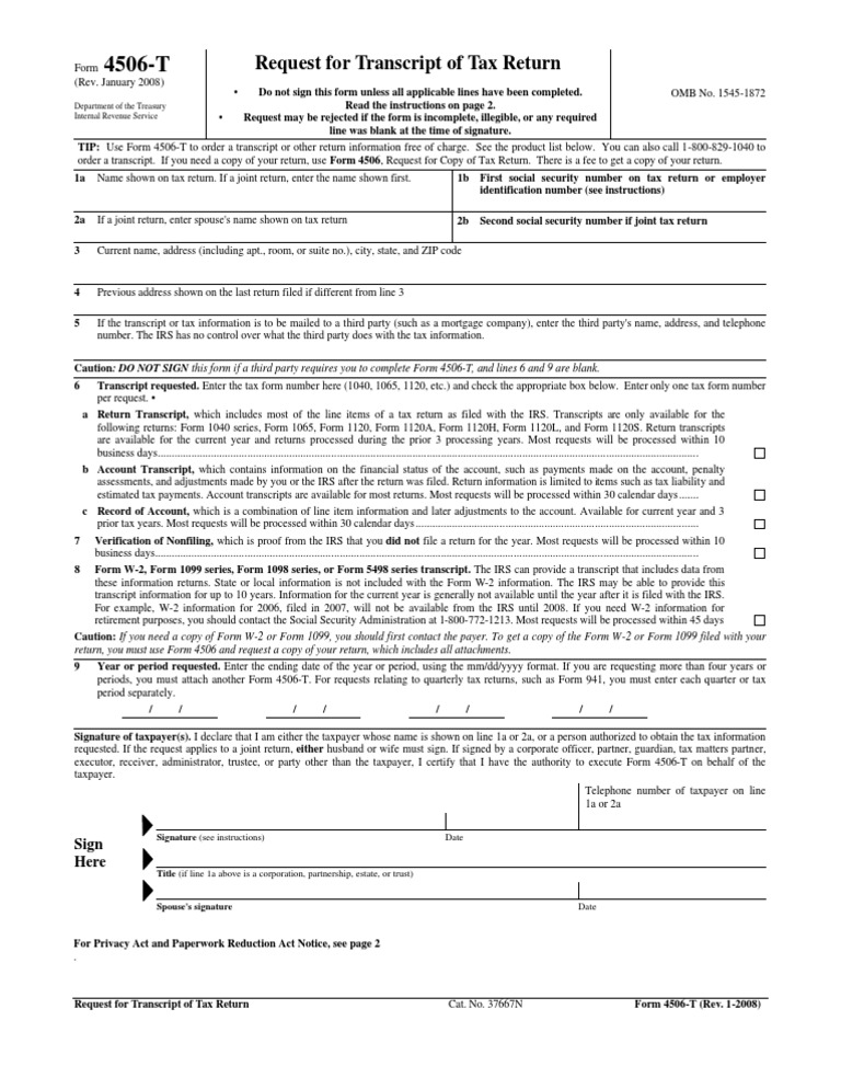 Form (Rev. January 2008) | Download Free PDF | Irs Tax Forms | Tax ...