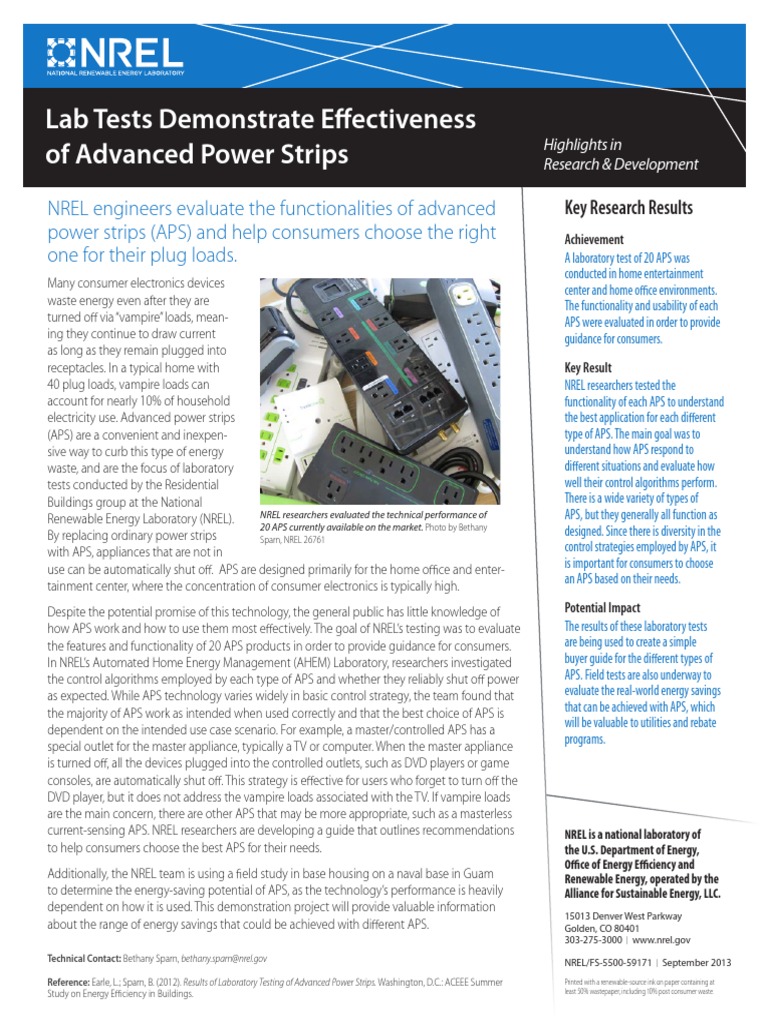 Lab Tests Demonstrate Effectiveness of Advanced Power Strips | PDF ...