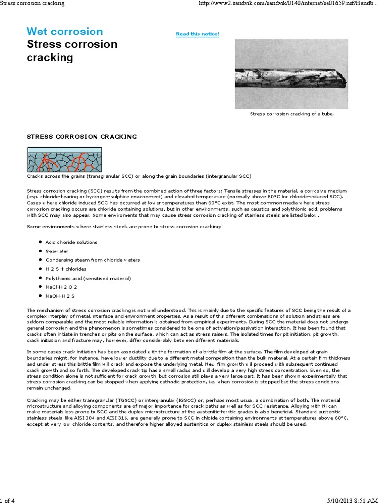 Stress Corrosion Cracking | PDF | Fracture | Corrosion