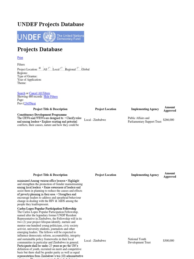 UNDEF Projects Database | PDF | Empowerment | Millennium Development Goals