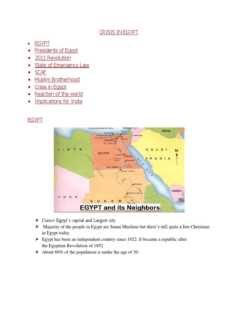 Egypt Crisis Pdf Egypt Mohamed Morsi