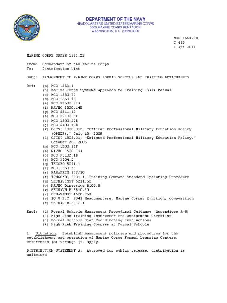 MCO 1553.2B Sign 20Apr2011.Doc | United States Marine Corps | Evaluation