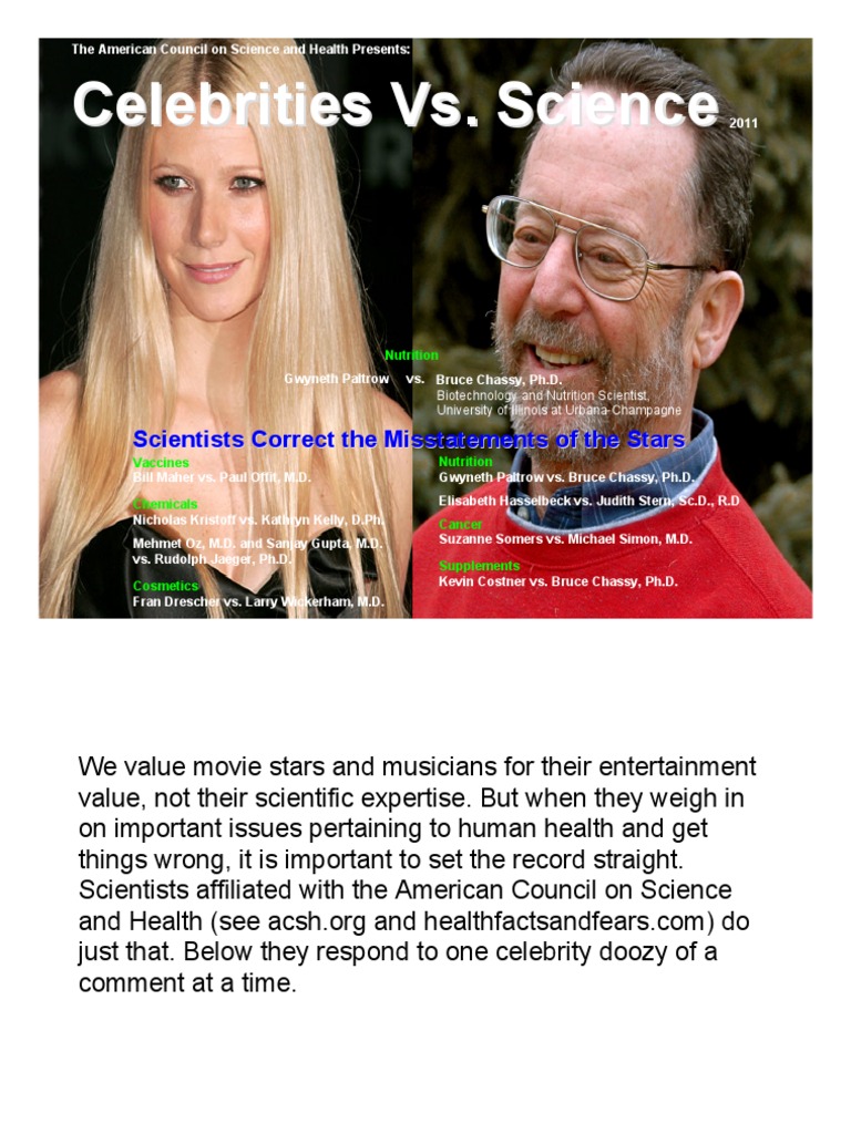 ACSH Presents: Celebrities vs. Science | PDF | Health Sciences | Wellness