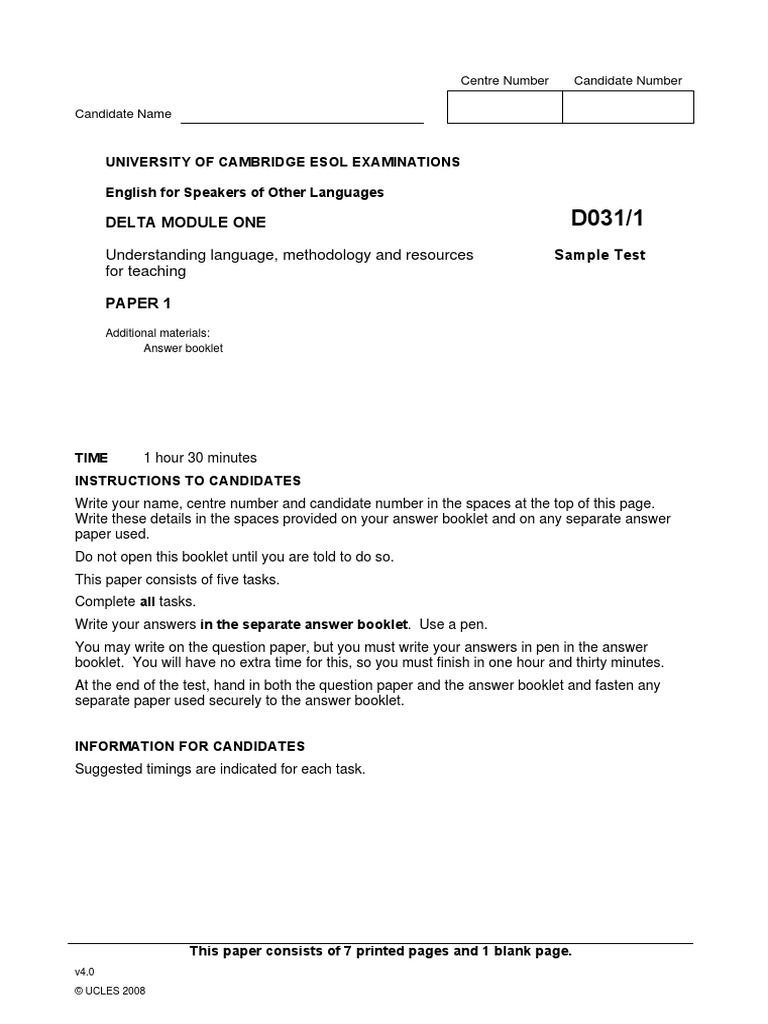 Delta Module1 Sample Test01 1 | PDF | Linguistics | Semiotics