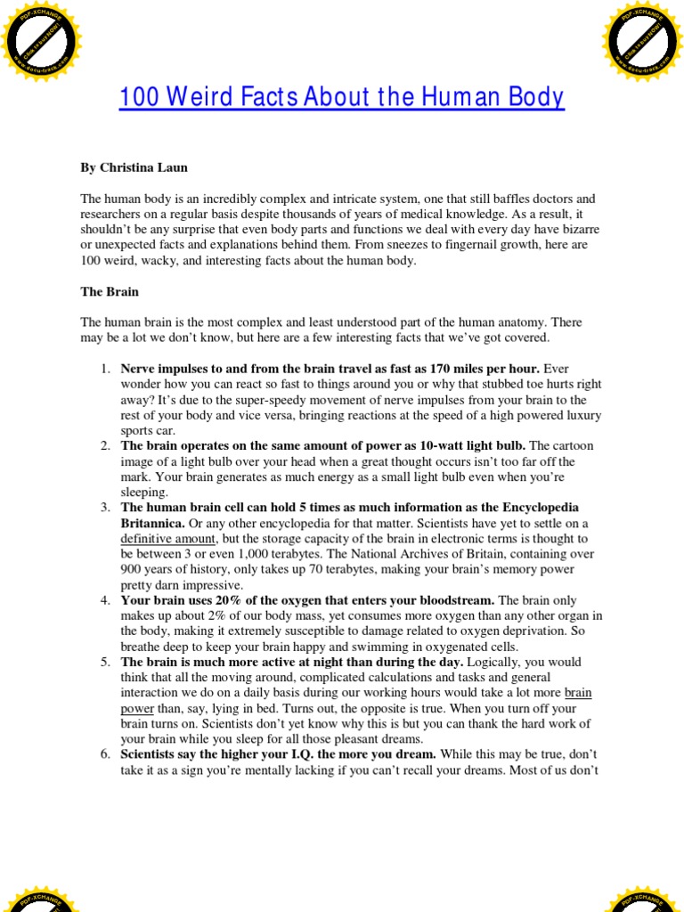 100 Weird Facts About The Human Body | PDF