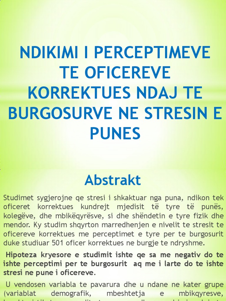Stresi Ne Punen Estresi Ne Punen e Oficereve Korrektues Oficereve ...