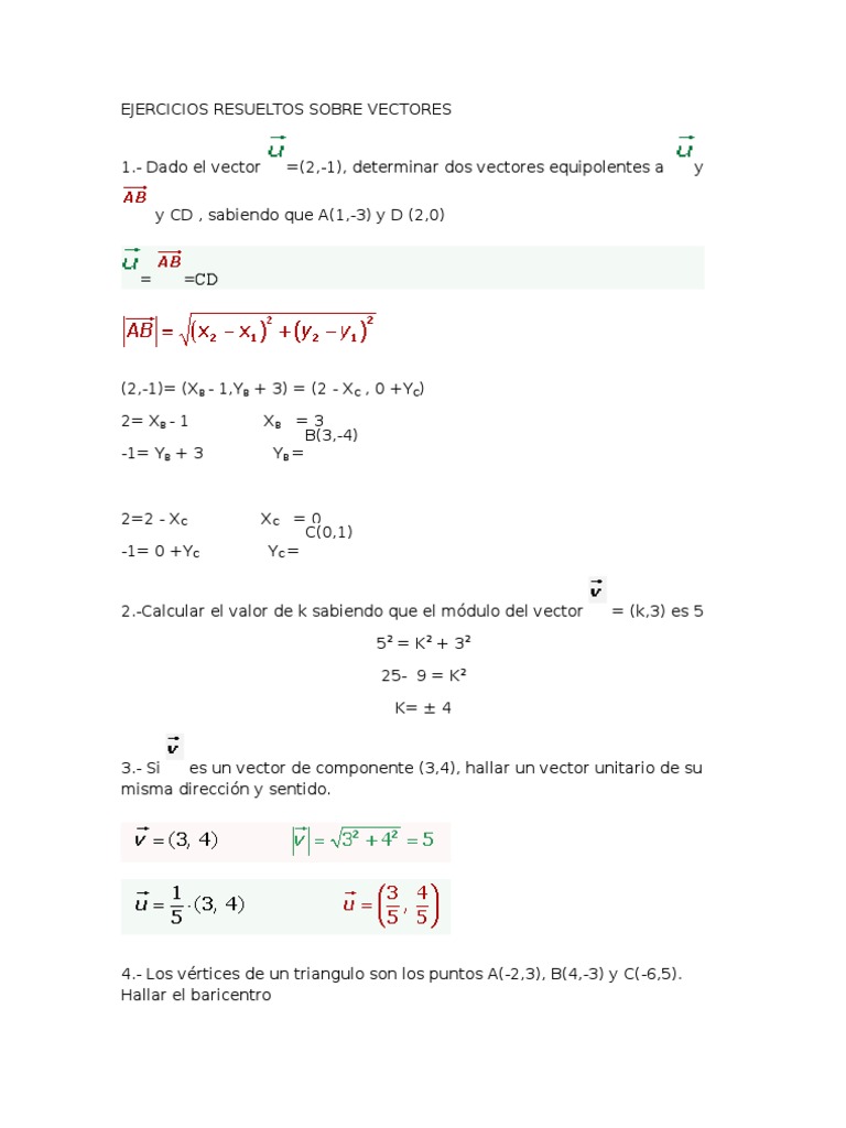 Ejercicios Resueltos Sobre Vectores | PDF | Vector Euclidiano | Geometría