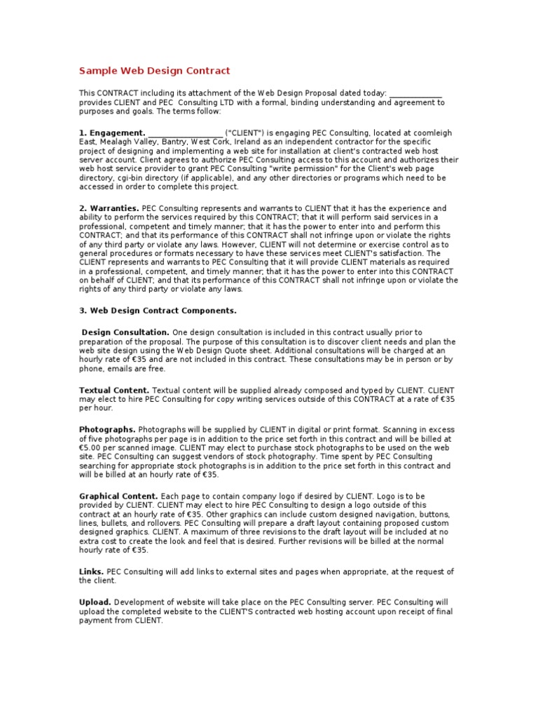 Sample Web Design Contract | World Wide Web | Technology