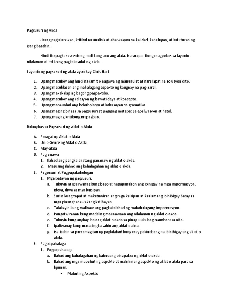 Pagsusuri NG Akda | PDF