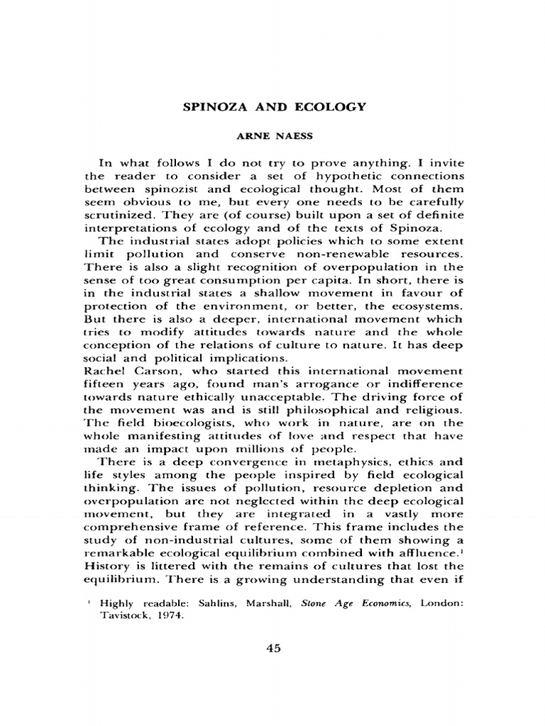 Arne Naess - Spinoza and Ecology | PDF | Logic | Metaphysics