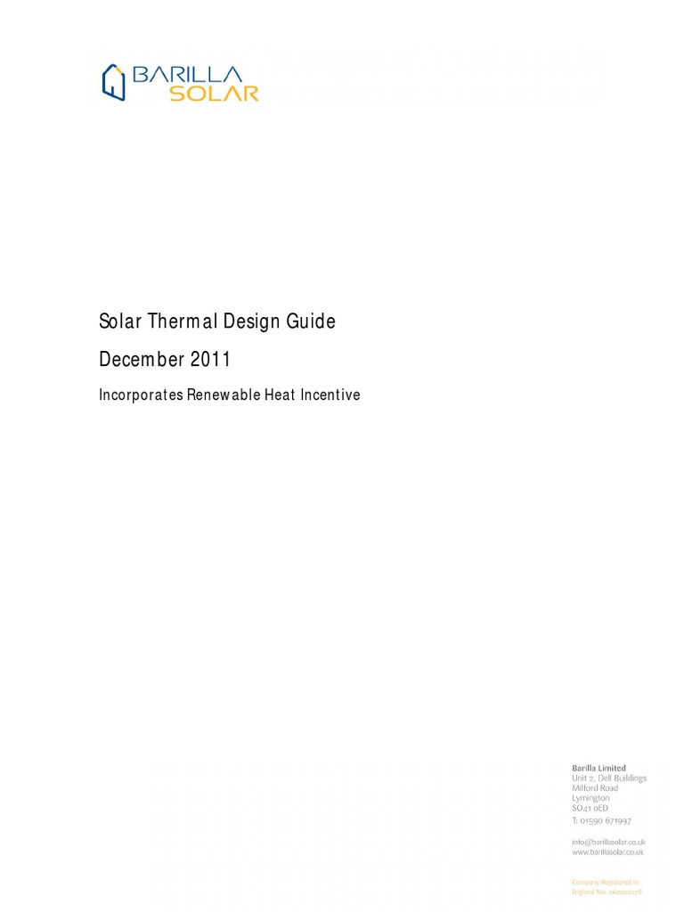 Barilla Solar Thermal Design Guide | PDF | Water Heating | Solar Energy