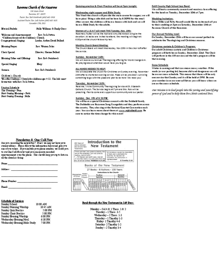 Rav Naz Bulletin | PDF | Christian Denominational Families | Religious ...