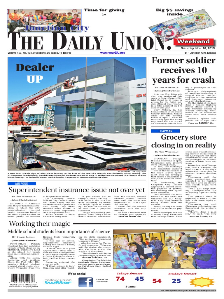 The Daily Union. November 16, 2013 | PDF | Sears | John F. Kennedy
