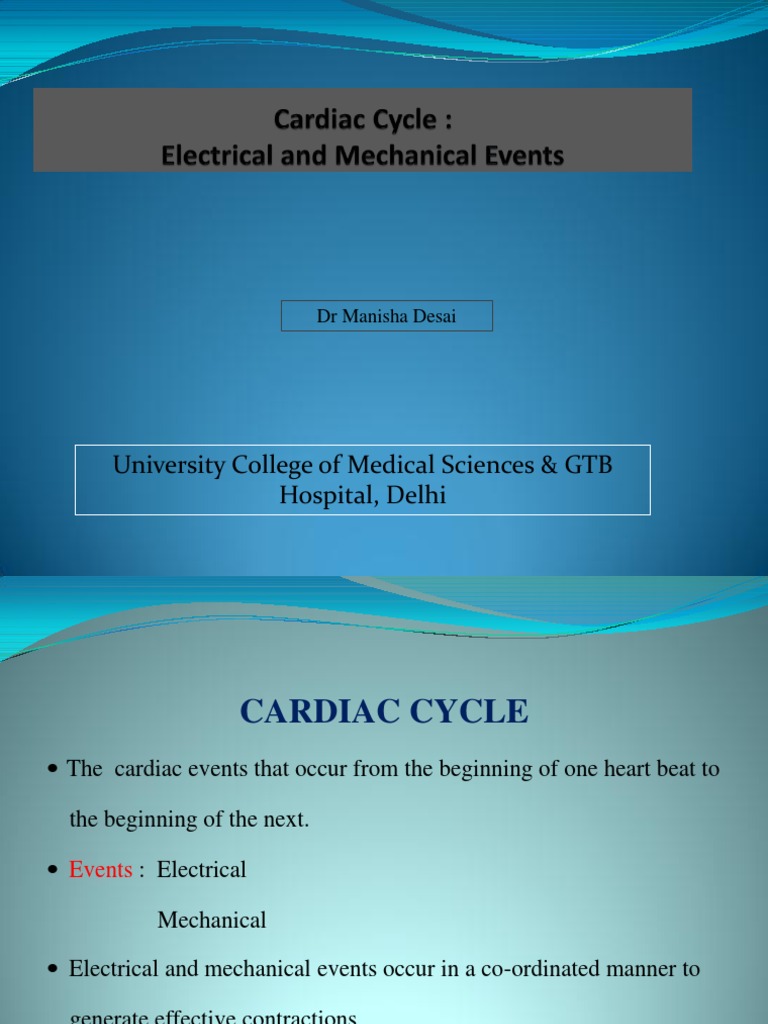 Cardiac Cycle Electrical Mechanical Events | PDF | Heart Valve | Diastole