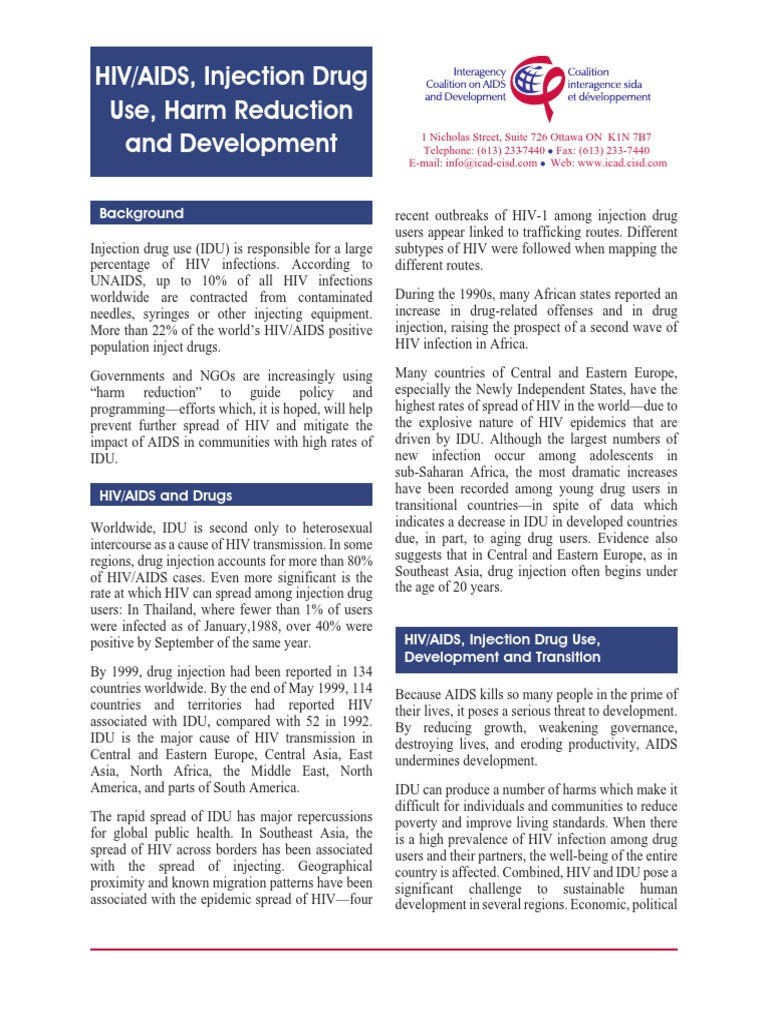 HIV/AIDS, Injection Drug Use, Harm Reduction and Development | PDF ...