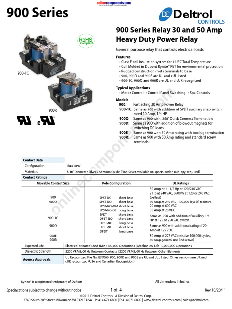 Deltrol 20240-83 Rel900 | PDF | Relay | Switch