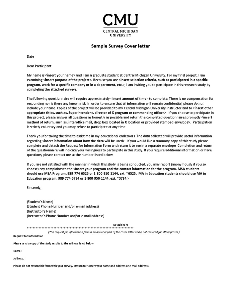 Sample Cover Letter for Survey Participation | PDF | Survey Methodology ...