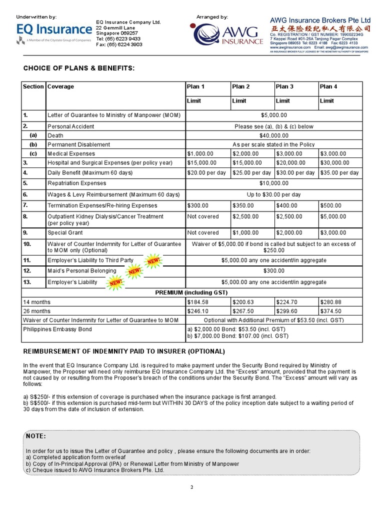 EQ Maid Insurance Plan | Download Free PDF | Insurance | Service Industries